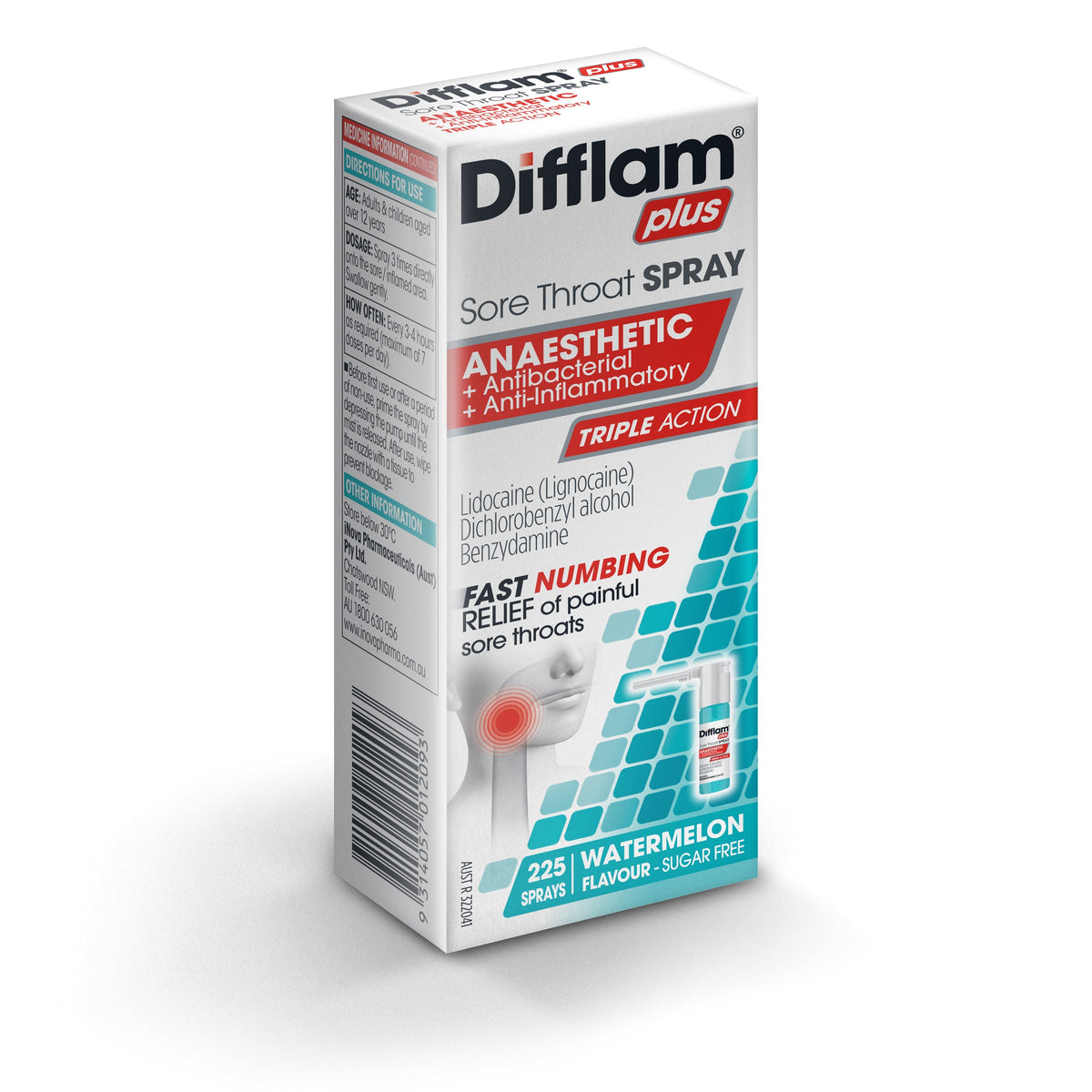 Difflam Plus Sore Throat Spray Anesthetic Watermelon 30ml – Seutika ...
